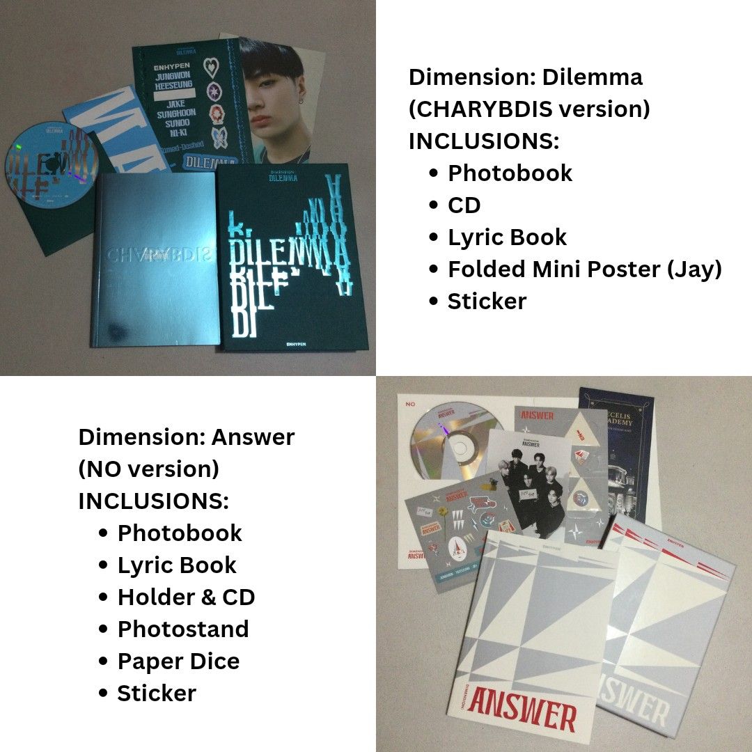 ENHYPEN UNSEALED ALBUM SET (DIMENSION: DILEMMA & DIMENSION: ANSWER ...