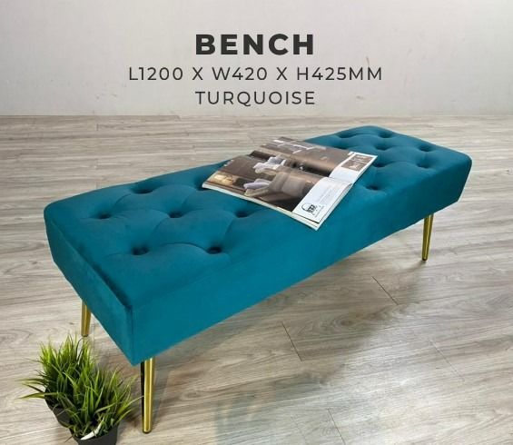 Free Installation Promo! 4 Feet 120cm Velvet Fabric Bench Stool with ...