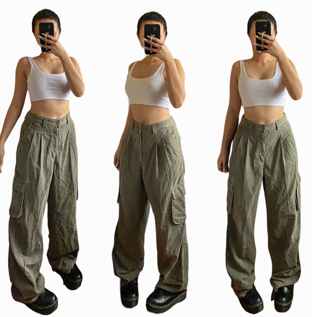 Green Bagy Highwaist Cargo Pants Unisex Womens Fashion Bottoms Other Bottoms On Carousell