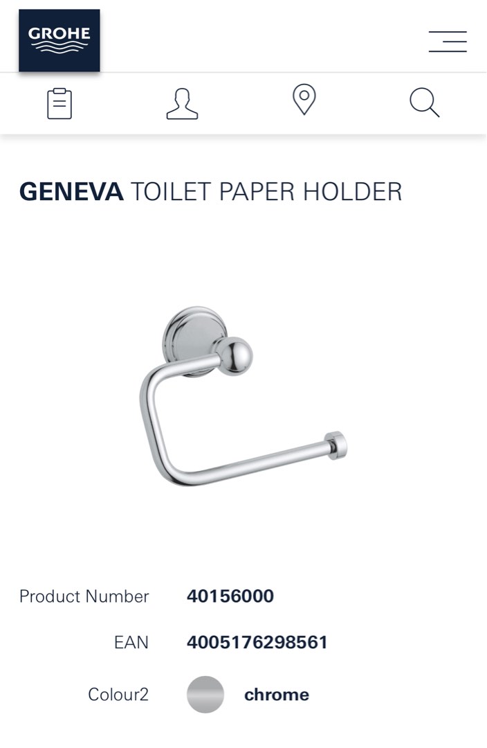 GROHE Geneva toilet roll holder, Furniture & Home Living, Bathroom & Kitchen Fixtures on Carousell