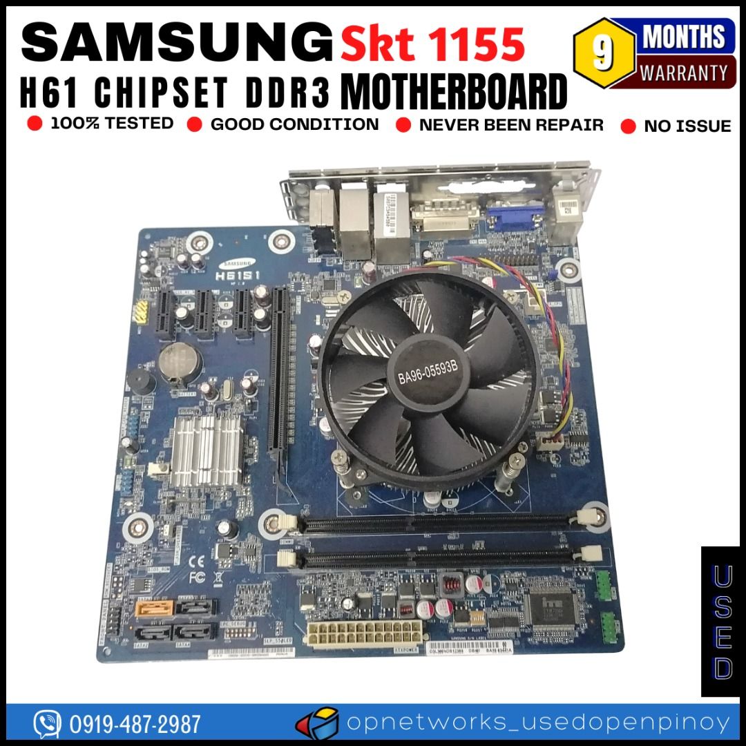 H61 Chipset DDR3 Socket 1155 (Samsung Brand) Desktop Motherboard (With ...