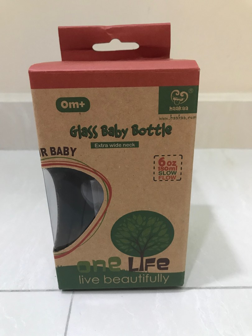 Haakaa baby glass bottle 180ml, Babies & Kids, Nursing & Feeding, Breastfeeding & Bottle Feeding ...