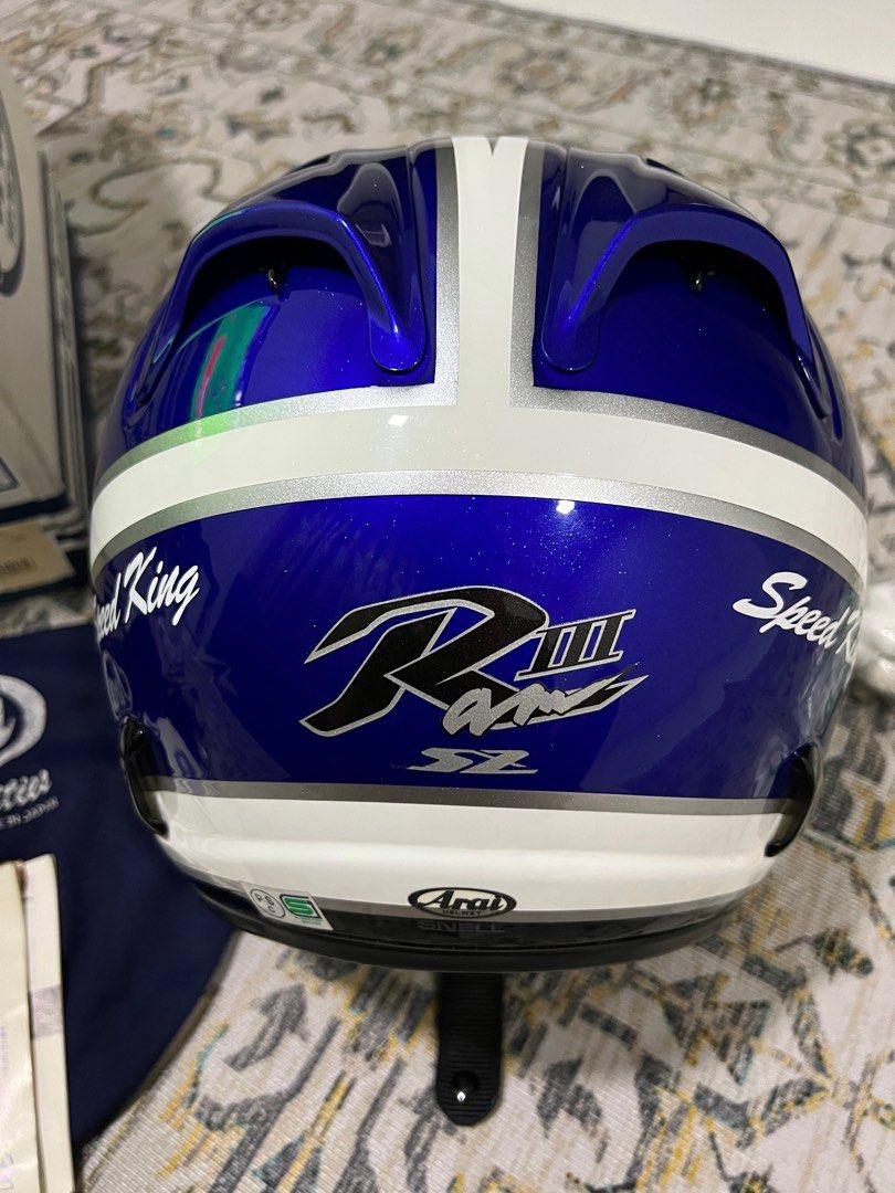 Helmet Arai Ram3 Speed King biru fullset original, Motorcycles ...
