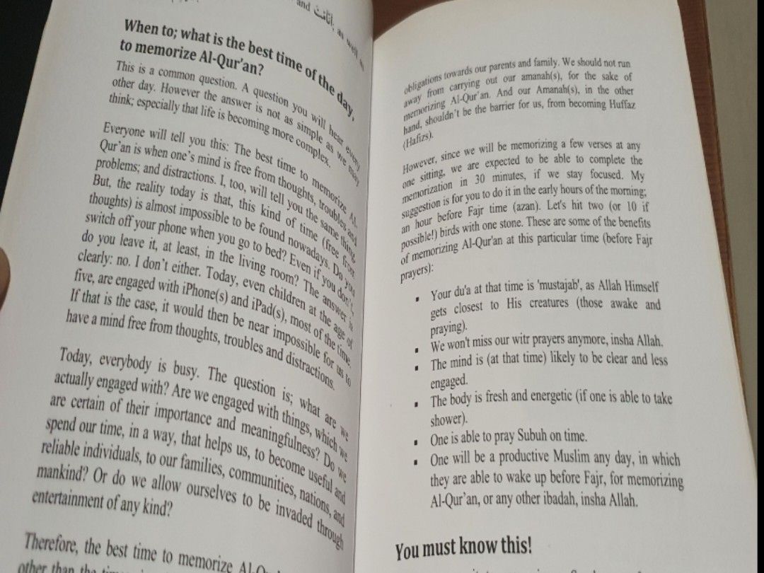"How to Memorise the Qur'an on 10 years" Book, Hobbies & Toys, Books ...