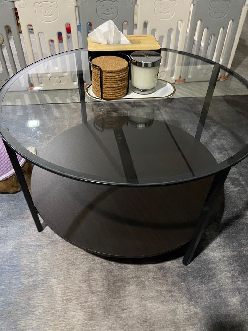 Ikea glass coffee table, Furniture & Home Living, Furniture, Tables ...