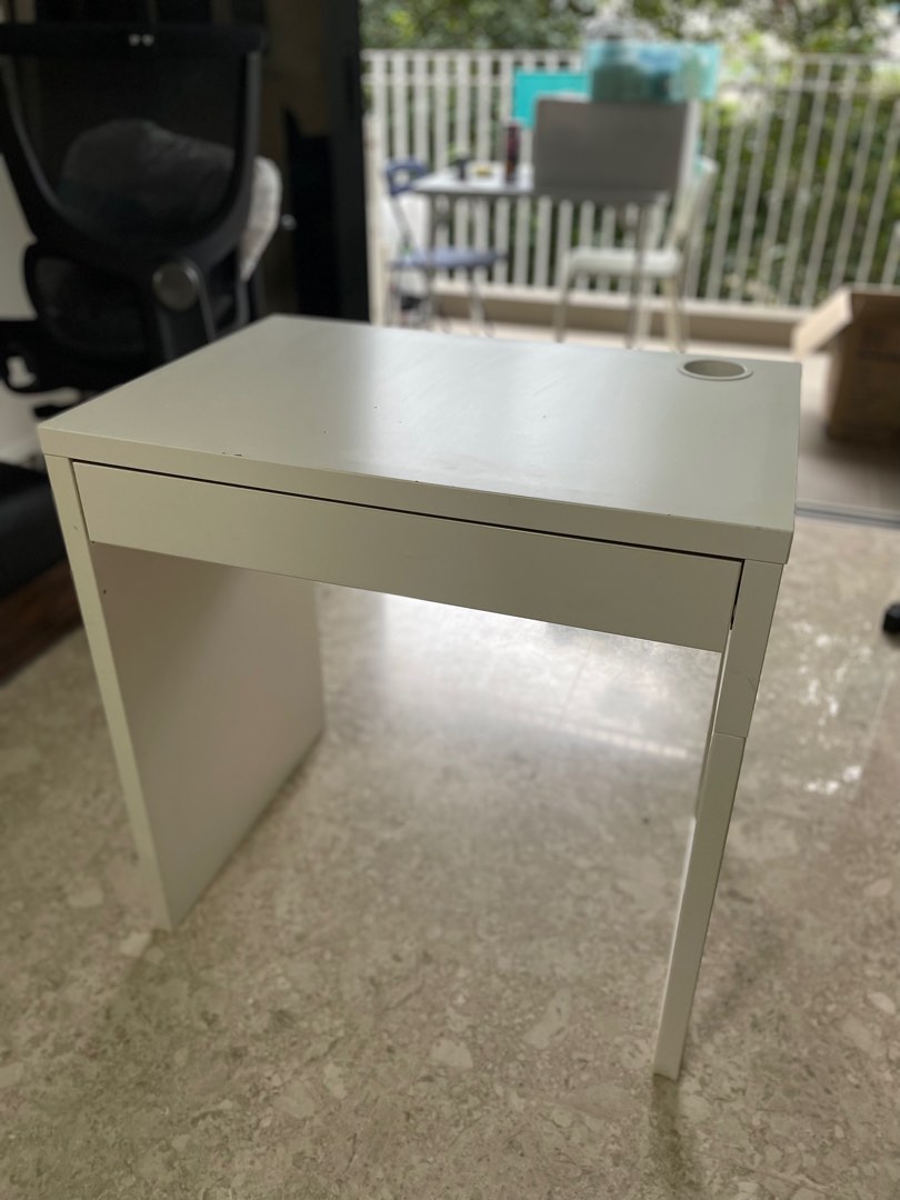 White Ikea Micke Desk - 73x50cm, Furniture & Home Living, Furniture ...