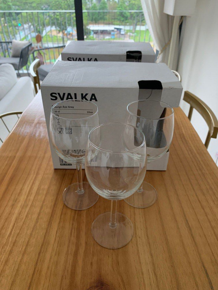 [NEW] IKEA SVALKA wine glasses x2 boxes, Furniture & Home Living ...