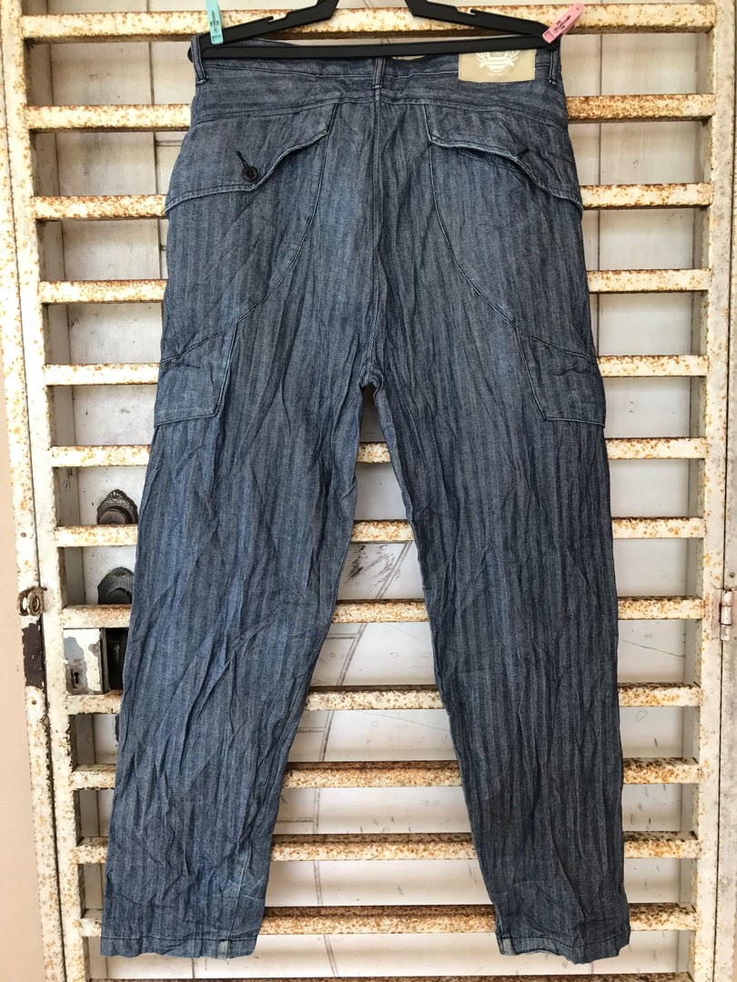 Japan Brand UNDOCK Hickory Cargo Jeans Skater Streetwear Baggy Waist 33 ...
