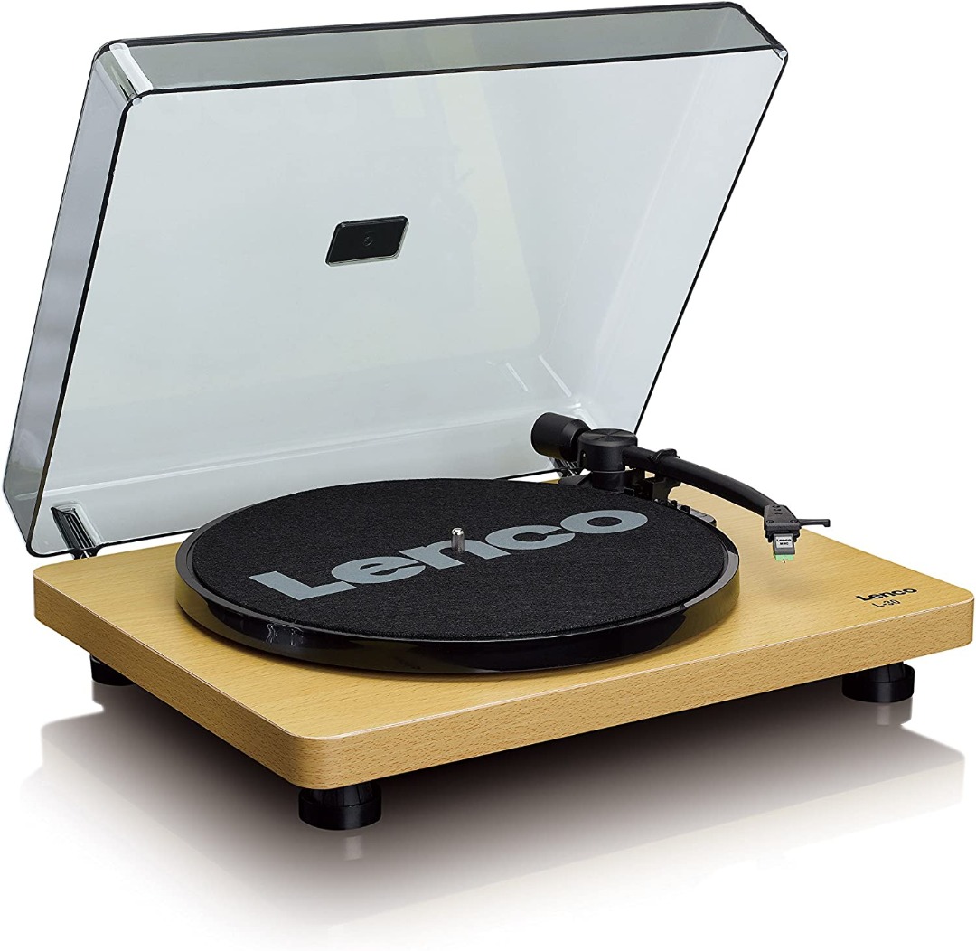 Lenco L-30 Wood | 33 & 45 RPM Semi-Automatic Belt Drive USB Turntable ...