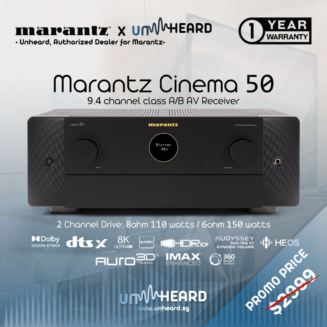 Marantz Cinema 50 Dolby Atmos DTS X Auro 3D AV Receiver 9.4 Amplifier ...