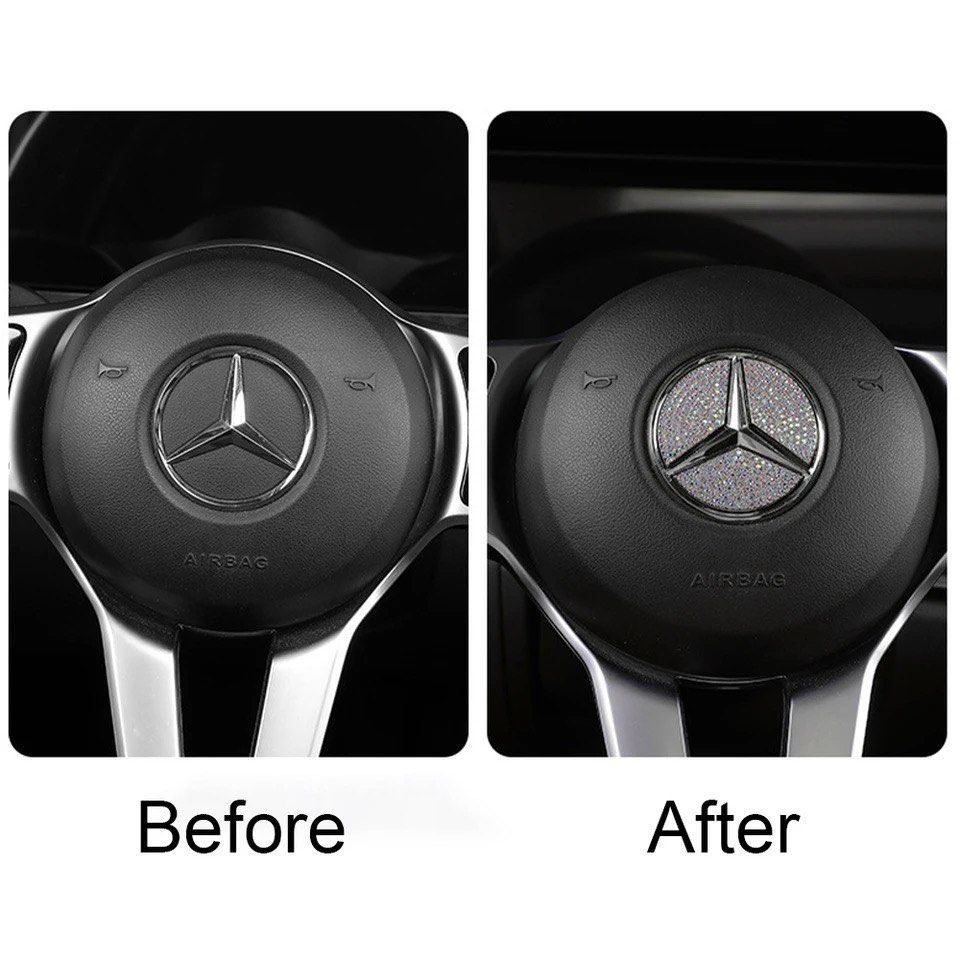 Mercedes Diamond Logo Sticker For Steering Wheel For Mercedes Benz A B ...