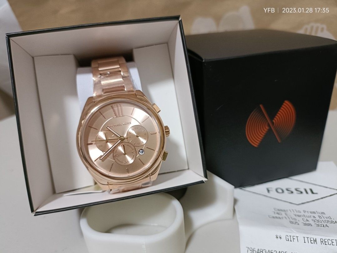 Michael Kors Women's Janelle Chronograph Rose Gold-Tone Stainless Steel ...