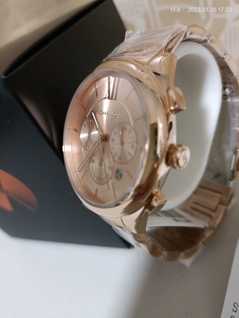 Michael Kors Women's Janelle Chronograph Rose Gold-Tone Stainless Steel ...