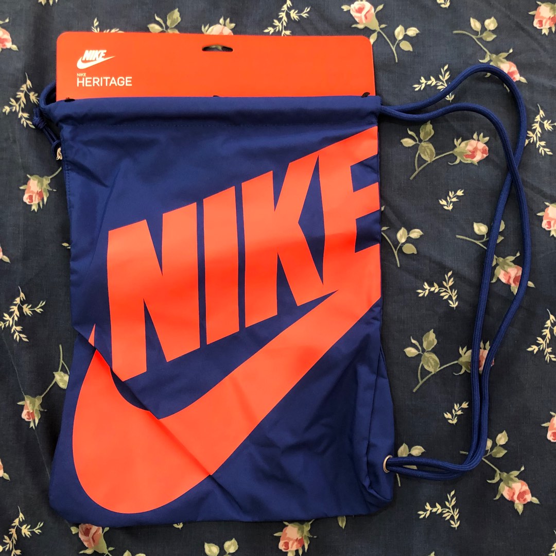 NIKE Heritage Drawstring Bag BLUE and Orange, Men's Fashion, Bags ...