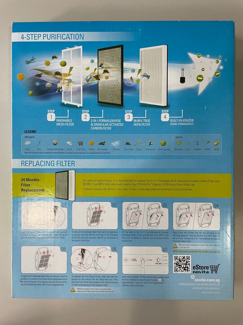 Novita Air Purifier Filter Pack, TV & Home Appliances, Air Purifiers ...