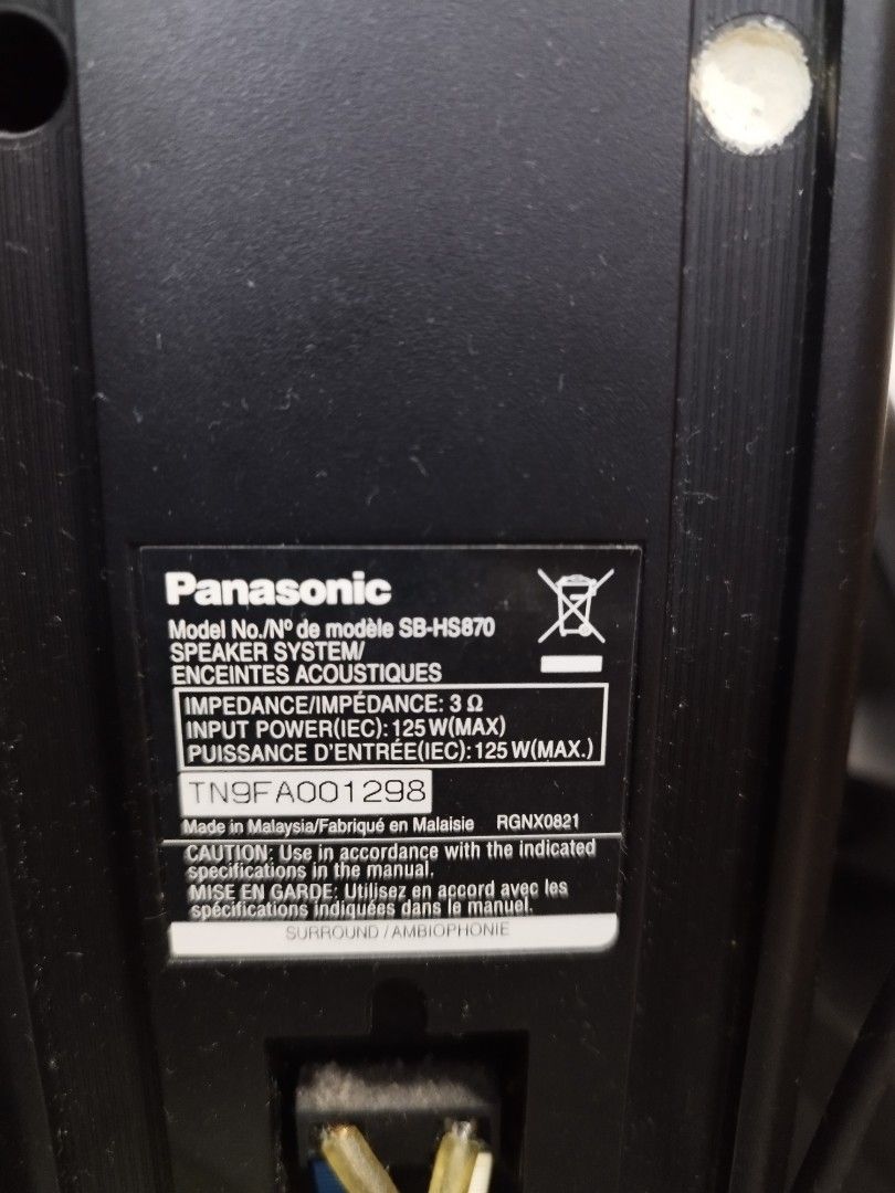 Panasonic standing surround speakers and subwoofer., Audio, Soundbars ...