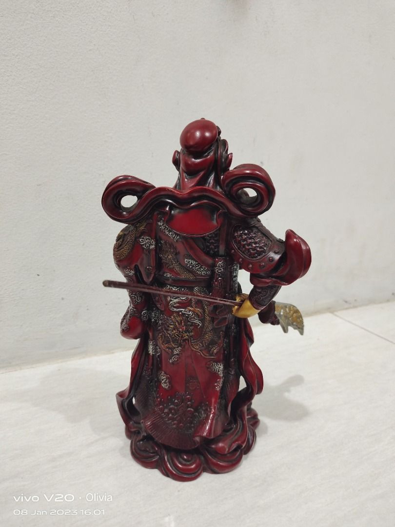 Patung Dewa Perang Kwan Kong Fiber Kuno Jadul Antik, Antik, Pajangan di ...