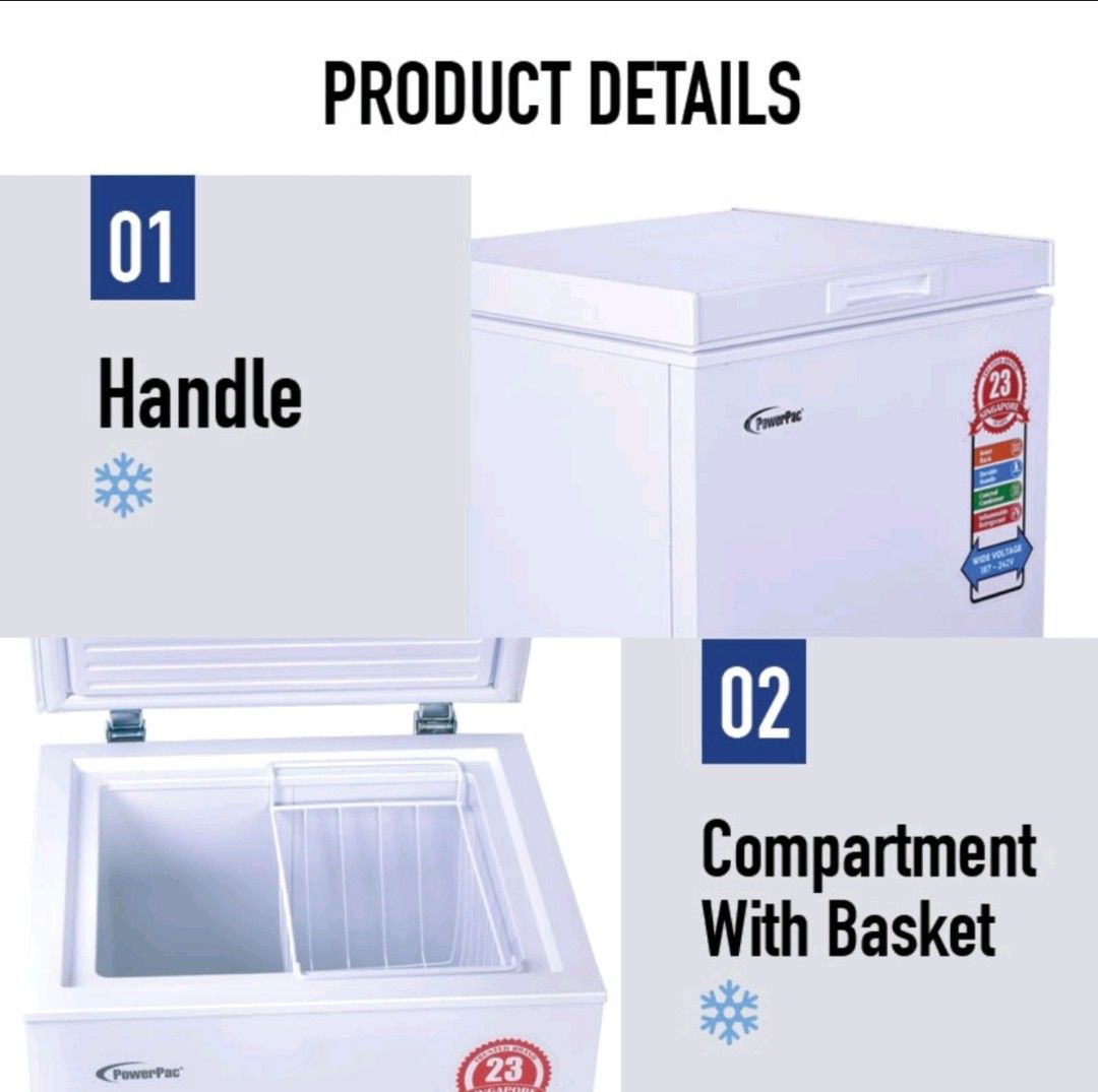 PowerPac Chest Freezer 150L, TV & Home Appliances, Kitchen Appliances ...
