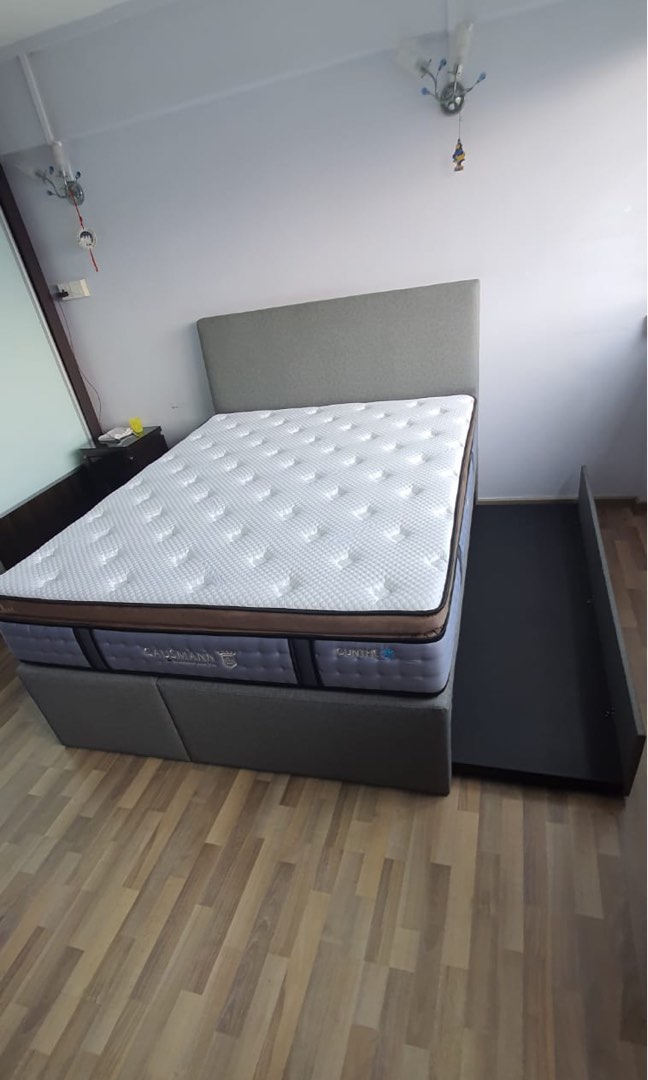 Queen size bed frame + Pull out bed / Preorder, Furniture & Home Living ...