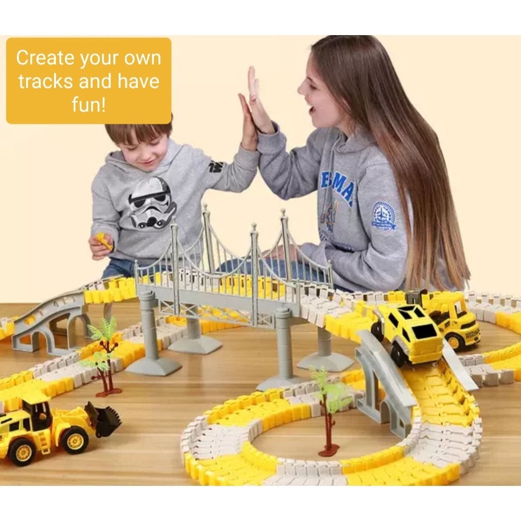 Race Track Toy Set with ConstructionVehicles & Flexi Track, Hobbies ...