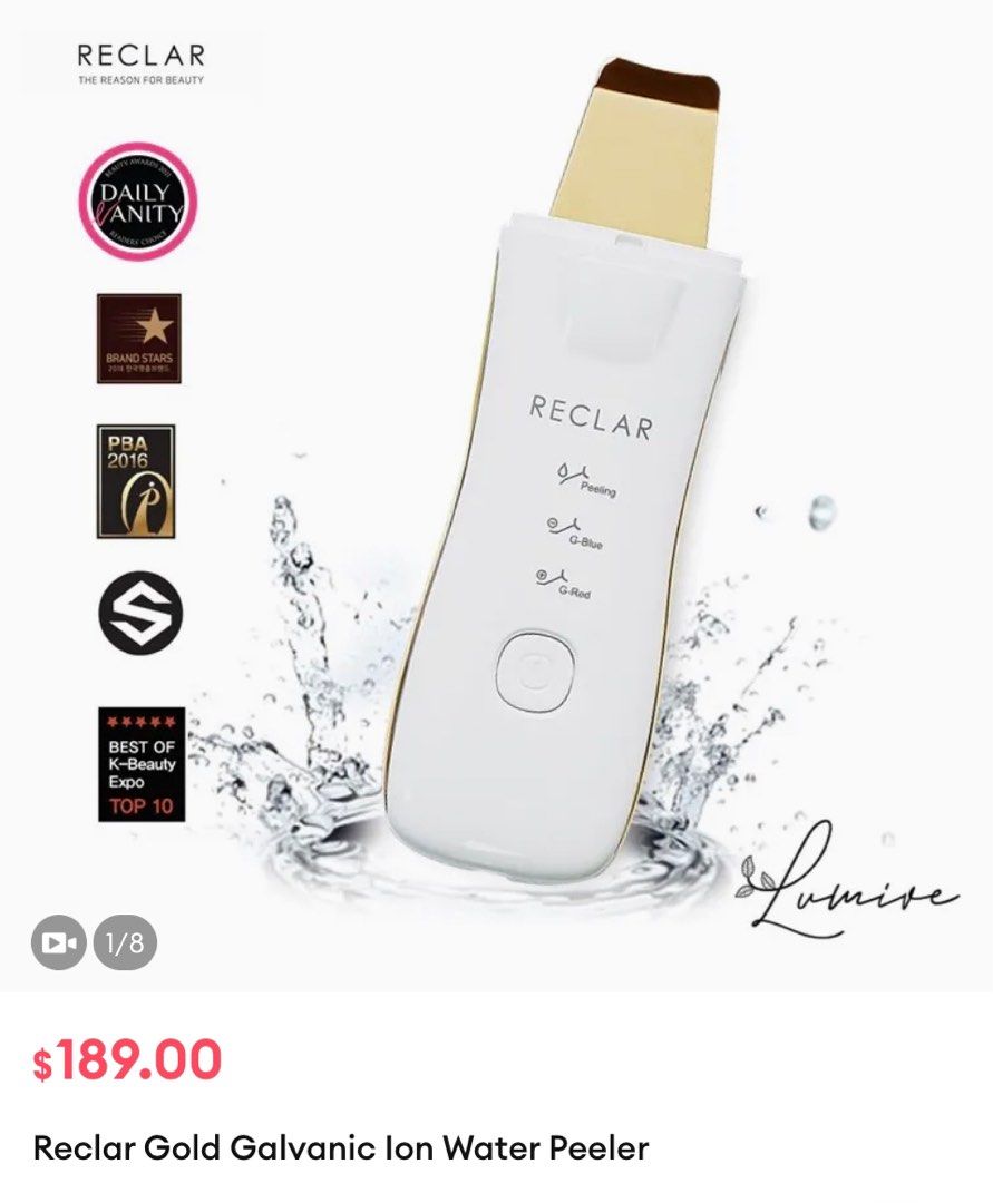 Reclar Gold Galvanic Ion Water Peeling Device, Beauty & Personal Care ...