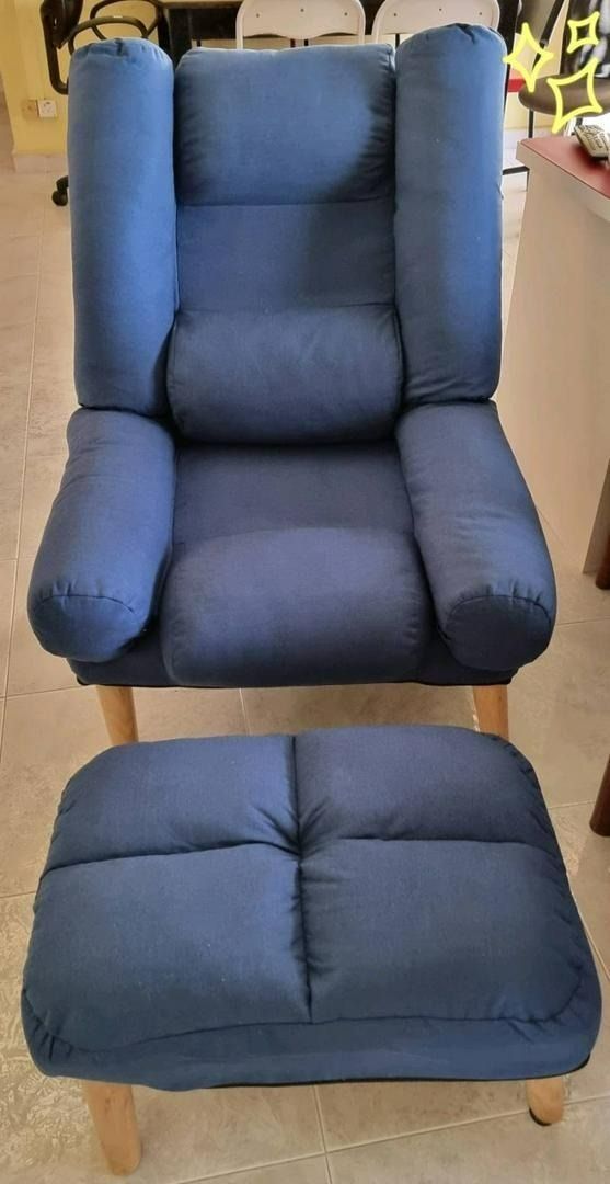 Recliner Sofa Chair + Leg Rest (Available in 3 Colors), Furniture ...