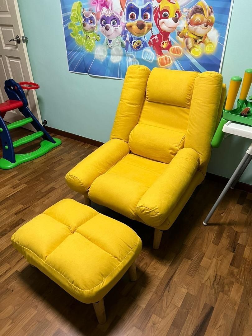 Recliner Sofa Chair + Leg Rest (Available in 3 Colors), Furniture ...