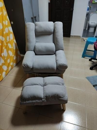 Recliner Sofa Chair + Leg Rest (Available in 3 Colors), Furniture ...