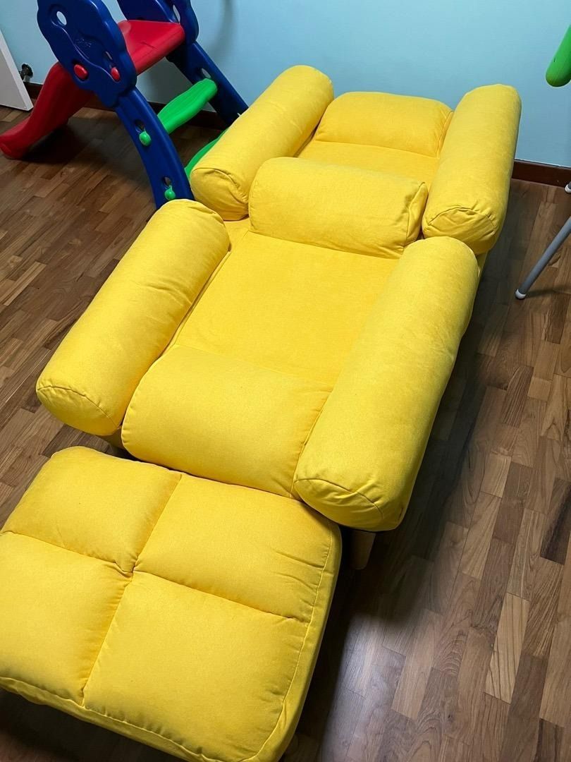 Recliner Sofa Chair + Leg Rest (Available in 3 Colors), Furniture ...