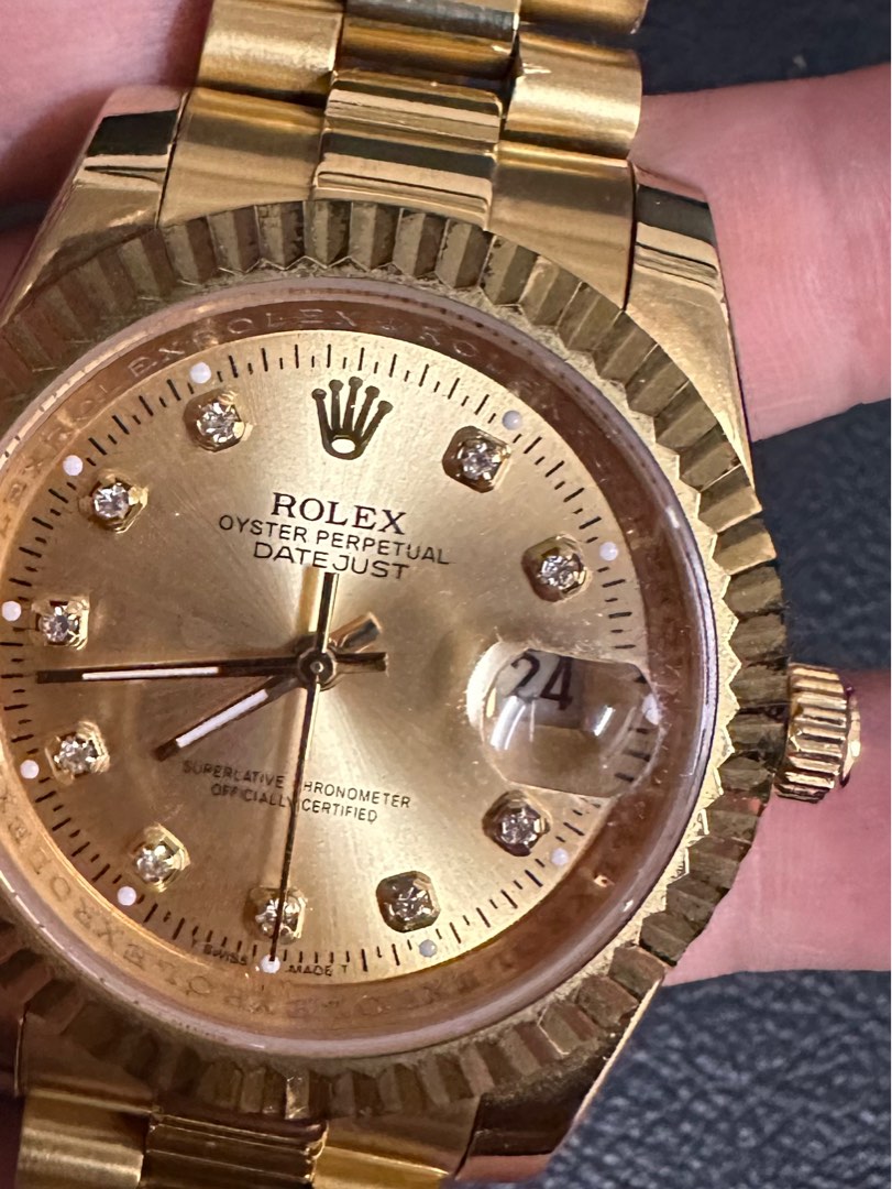 Rolex Date Just pure gold, Men's Fashion, Watches & Accessories ...