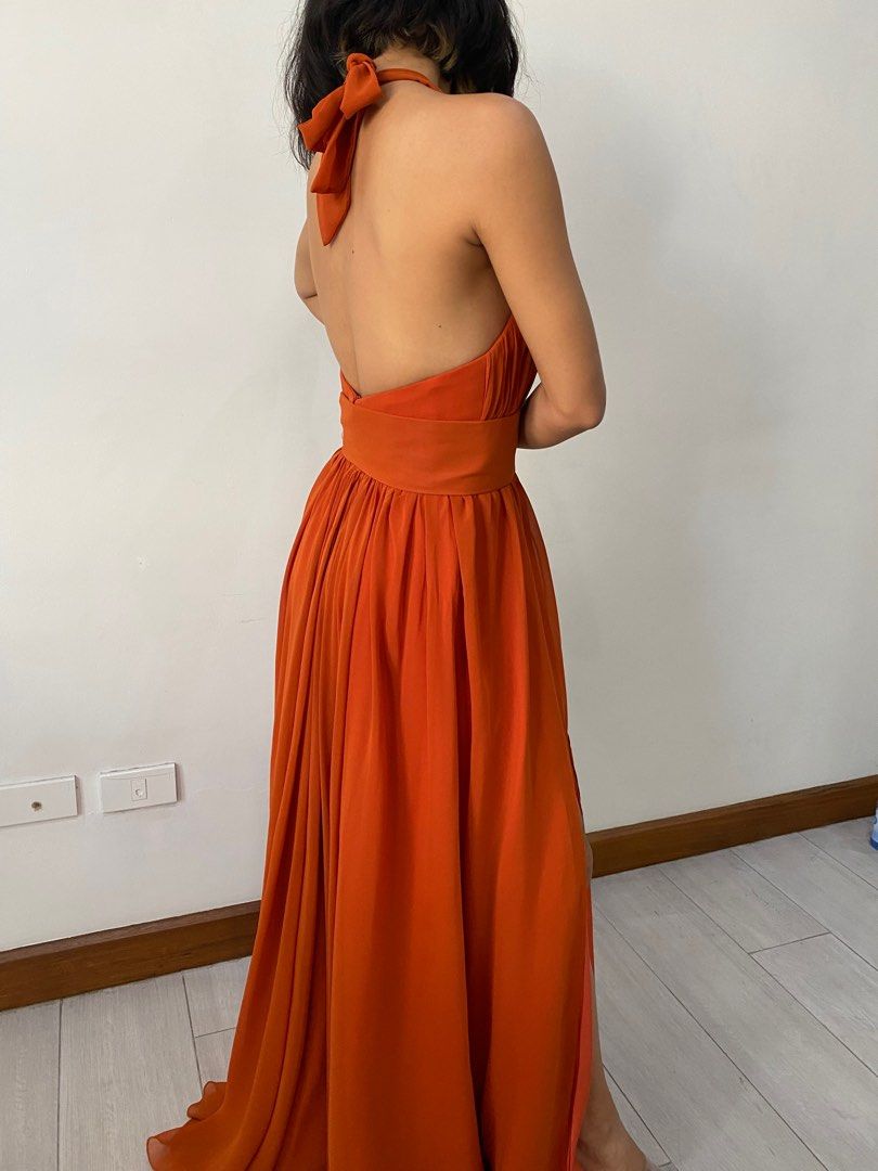 Rust orange long dress, Women's Fashion, Dresses & Sets, Evening ...
