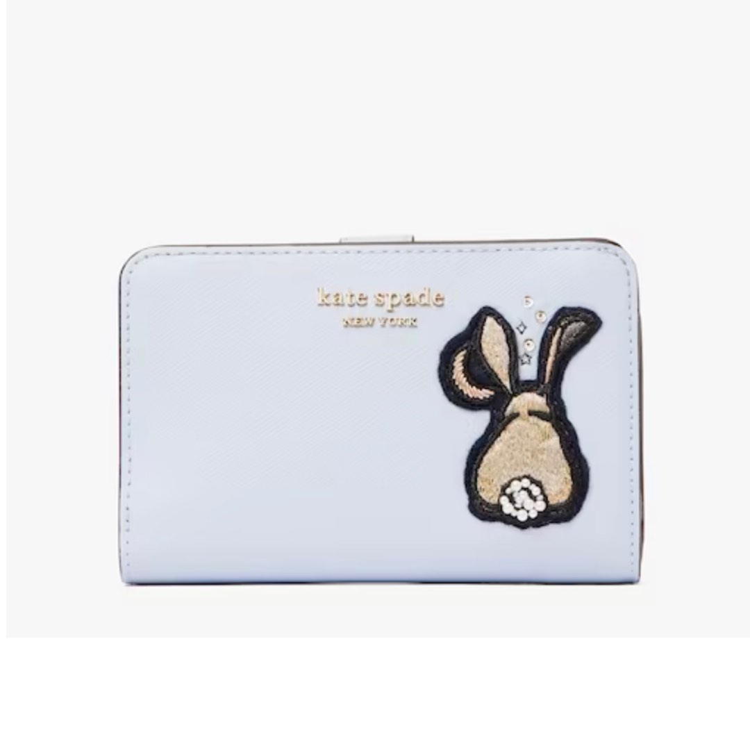 SALES Kate Spade Bunbun Bunny Compact Wallet Bifold Rabbit Pale ...