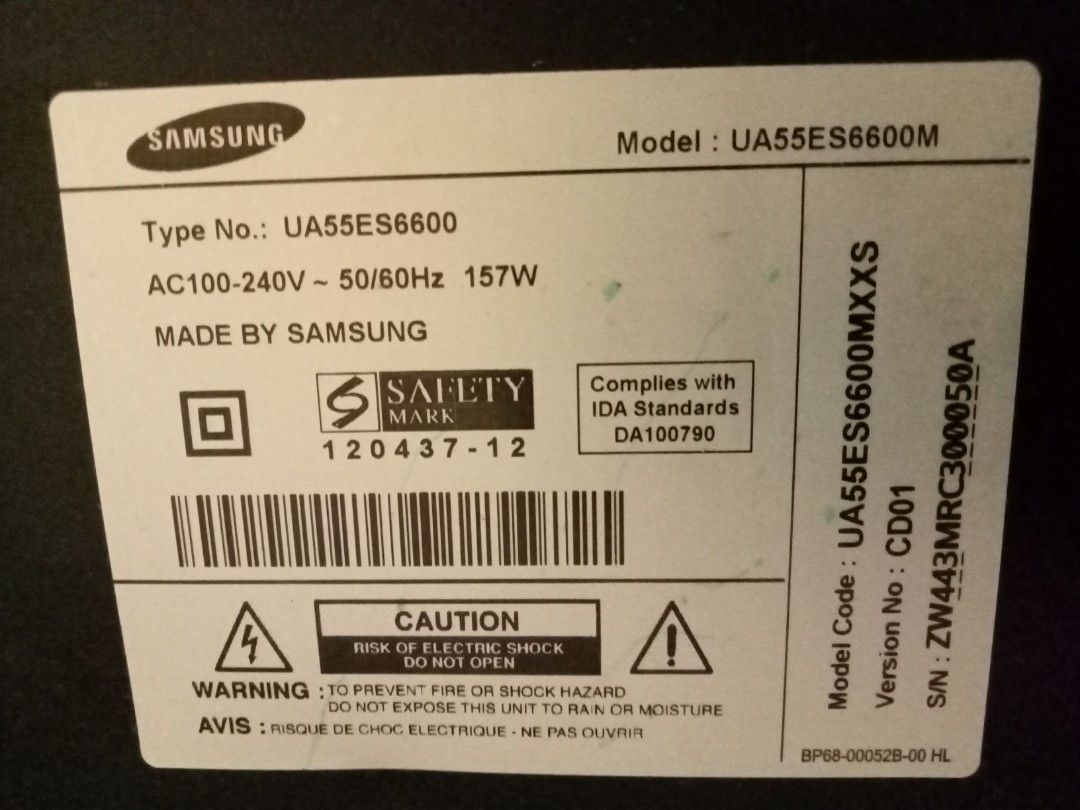 Samsung UA55ES6600 55" Multi System LED 3D TV, TV & Home Appliances, TV ...