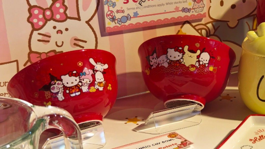 Sanrio red bowl hello kitty melody, Furniture & Home Living ...