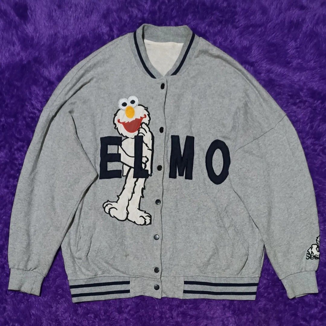 SESAME STREET ELMO VARSITY JACKET SECOND, Fesyen Pria, Pakaian , Baju ...