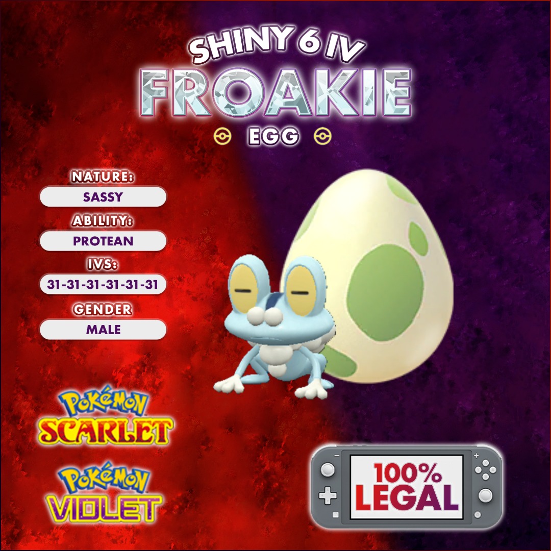 Shiny 6IV Froakie Egg - Pokemon Scarlet & Violet, Video Gaming, Video Games, Nintendo on Carousell