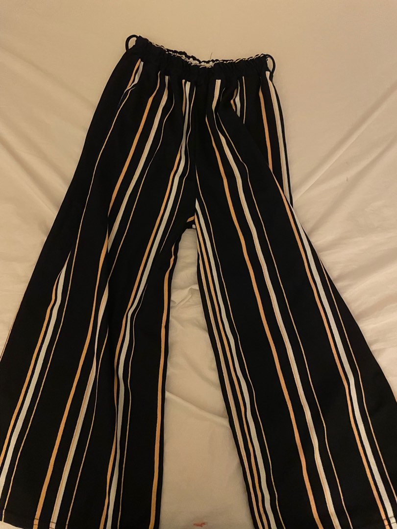 Stripy flow pants, Women's Fashion, Bottoms, Other Bottoms on Carousell