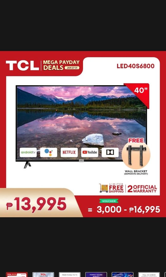 TCL 40 Inch Smart Android TV - LED40S6800 (Googl...at 11% off!), TV ...