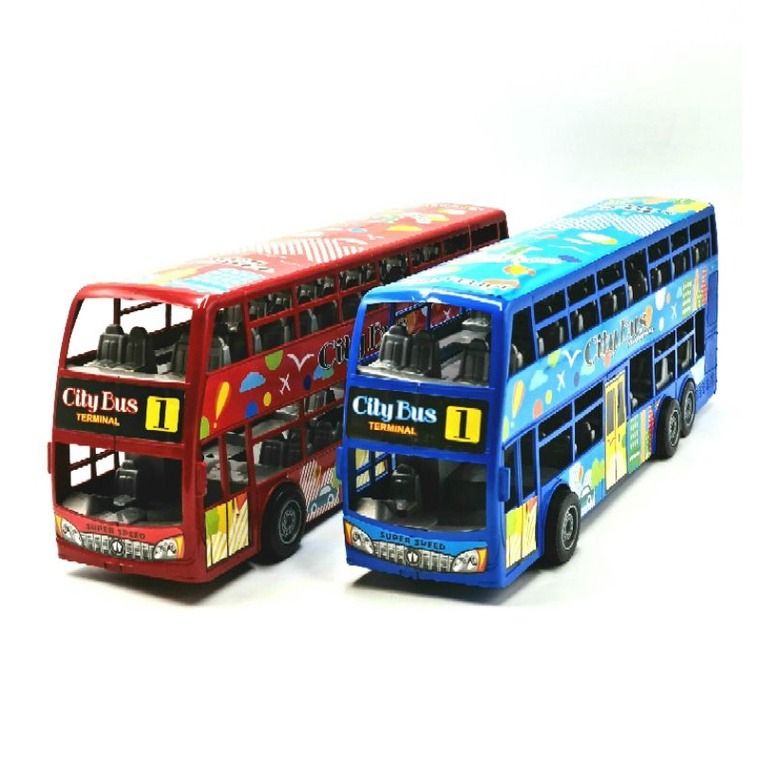 Toy Double Decker Bus,Durable and Child Safe Plastic Push & Go Inertia ...