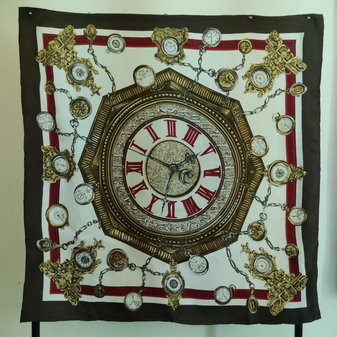 TRUSSARDI INSPIRED grandfather clock silk vintage scarf, Women's ...