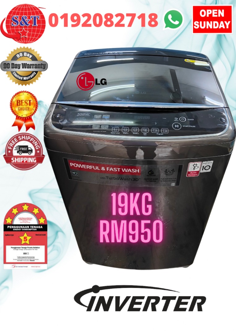 WASHING MACHINE LG 19KG INVERTER, TV & Home Appliances, Washing Machines and Dryers on Carousell