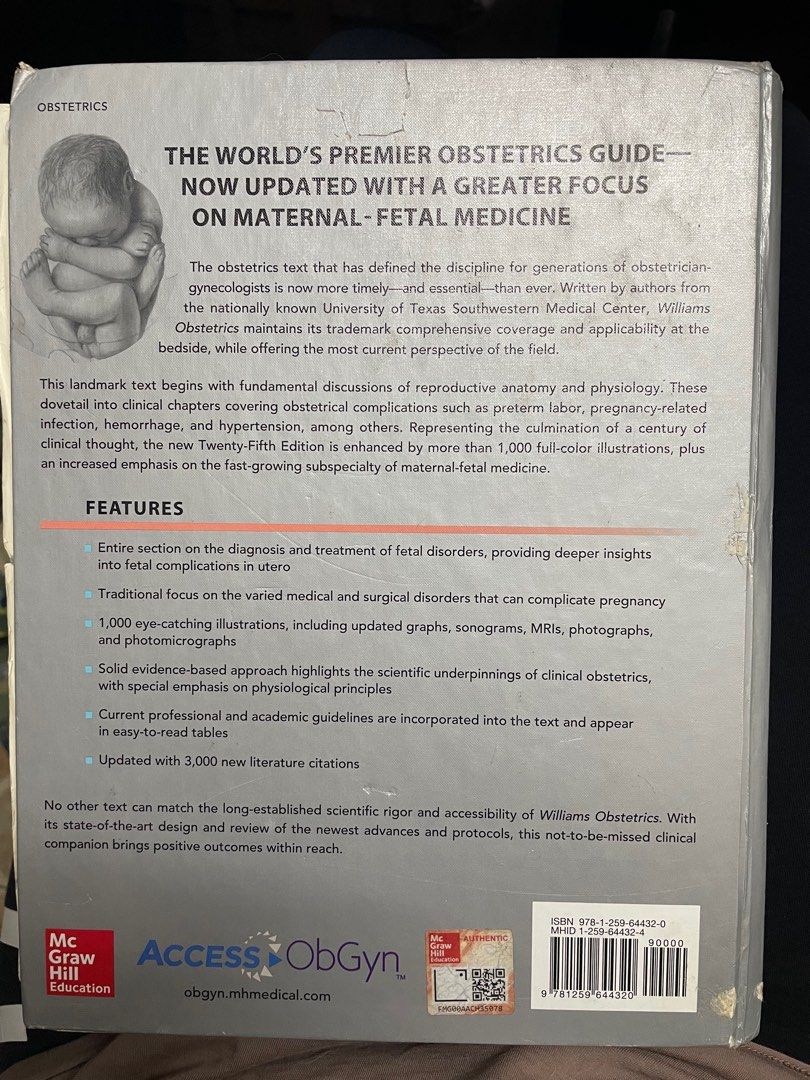 Williams Obstetrics 25th Ed, Hobbies & Toys, Books & Magazines, Textbooks on Carousell