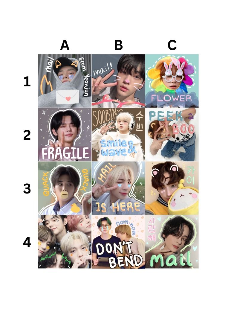 WTS TXT mailing stickers, custom stickers (yeonjun, soobin, beomgyu ...