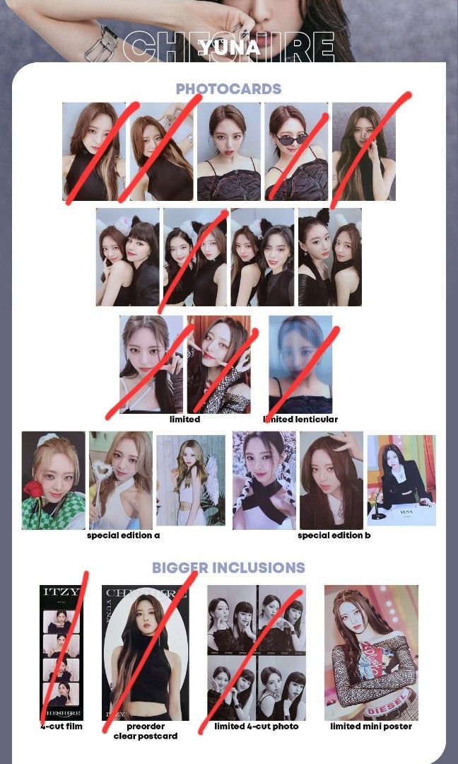 [WTT] ITZY Cheshire PC / poster / postcard / photo strip / transparent card / POB (Yeji ...