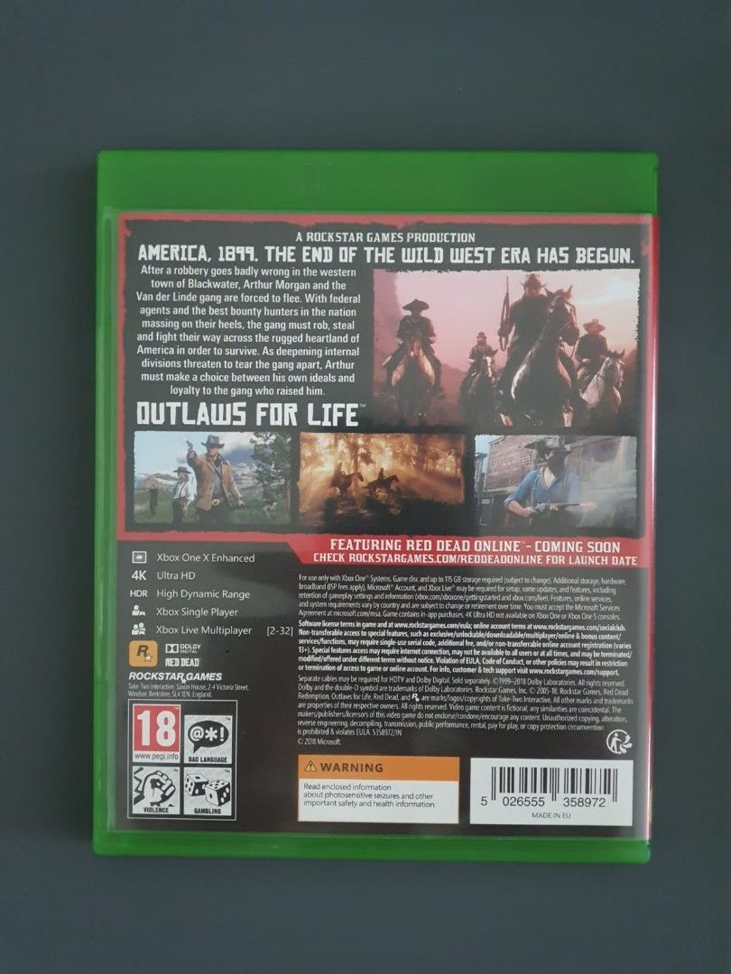 Xbox One game Red Dead Redemption II, Video Gaming, Video Games, Xbox ...