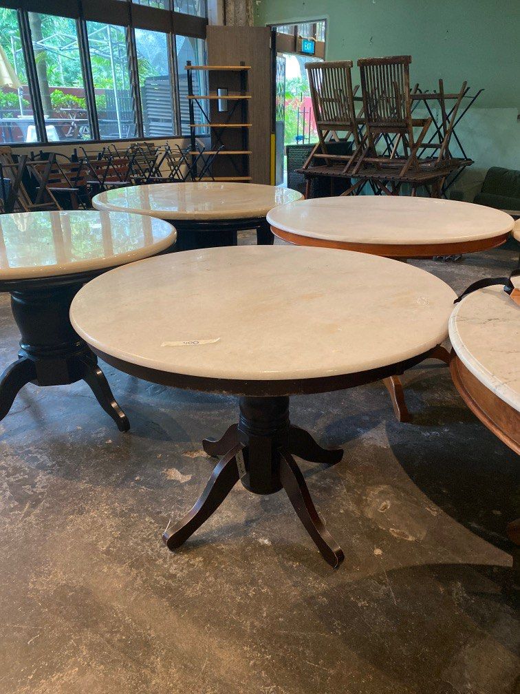 1m diameter marble kopitiam table, Furniture & Home Living, Furniture ...