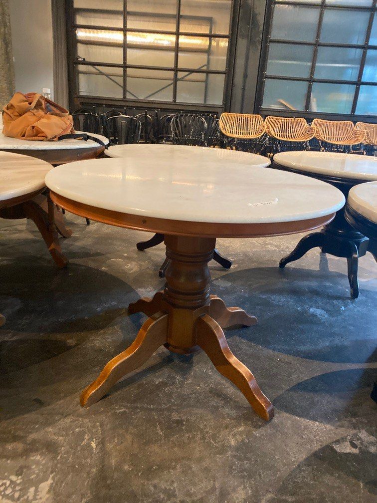 1m diameter marble kopitiam table, Furniture & Home Living, Furniture ...