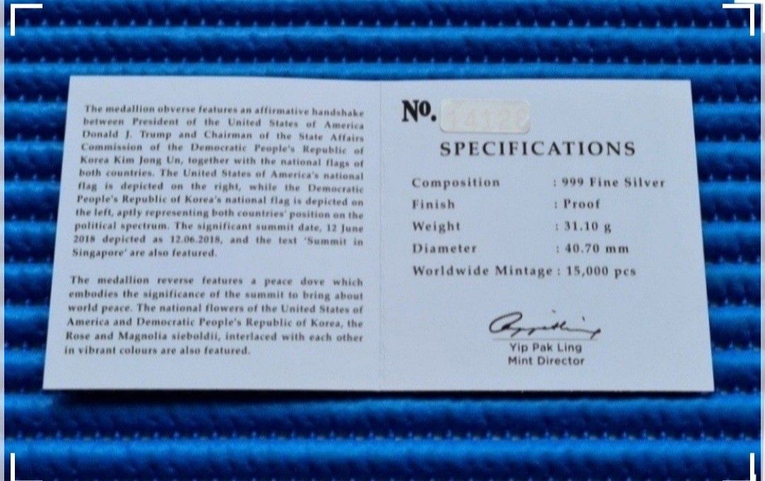 2018 United States Trump & DPRK Korea Kim Singapore Summit ...