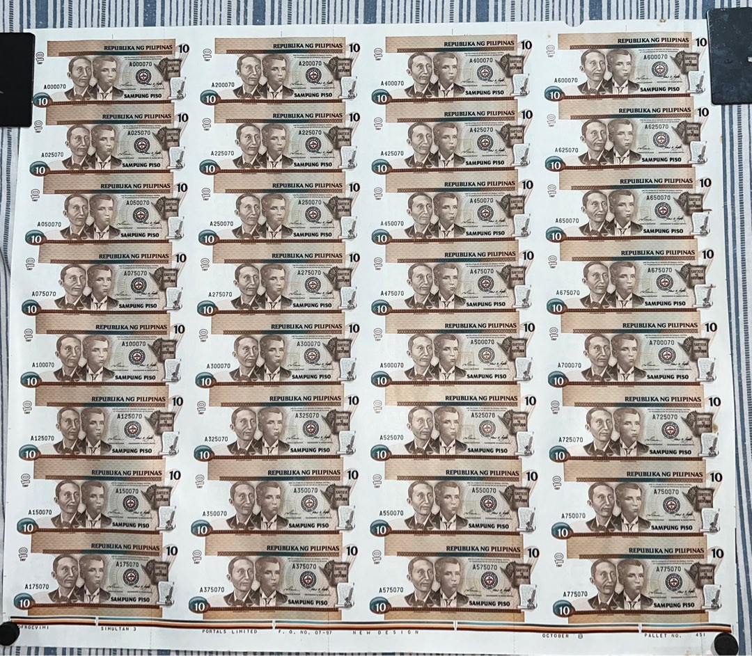 2 sheets BSP UNCUT 10 pesos Commemorative Notes, Hobbies & Toys ...