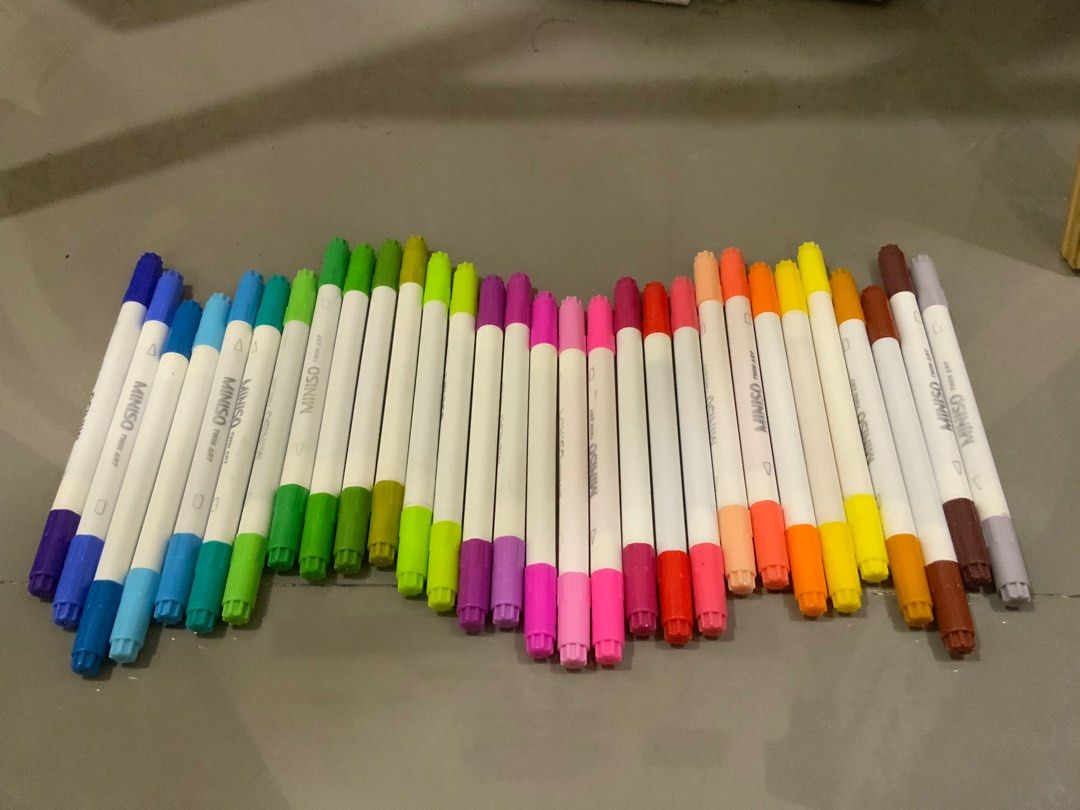 30 pcs Miniso Markers (Watercolor) Twin Art, Hobbies & Toys, Stationary ...